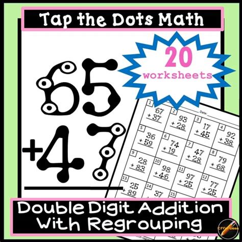 Touch N Tap The Dots Math Double Digit Addition Worksheets With Regrouping