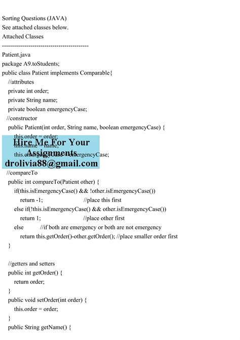 Sorting Questions Javasee Attached Classes Belowattached Claspdf