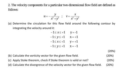 2 the velocity components for a particular