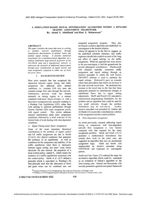 A Simulation Based Signal Optimization Algorithm Within A Dynamic