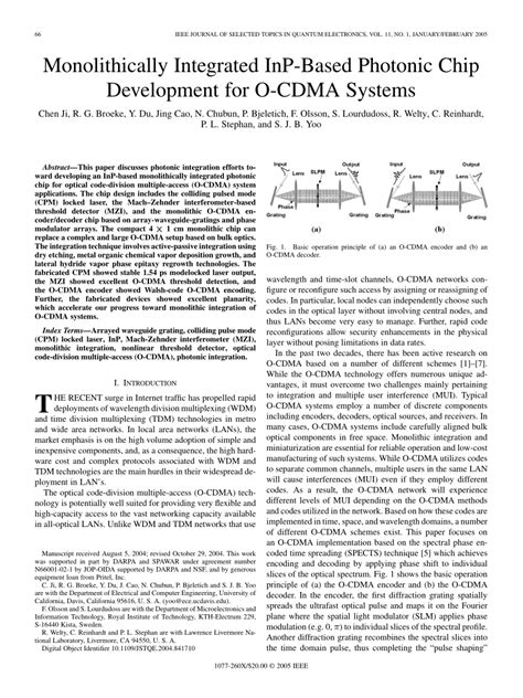 Pdf Monolithically Integrated Inp Based Photonic Chip Development For O Cdma Systems