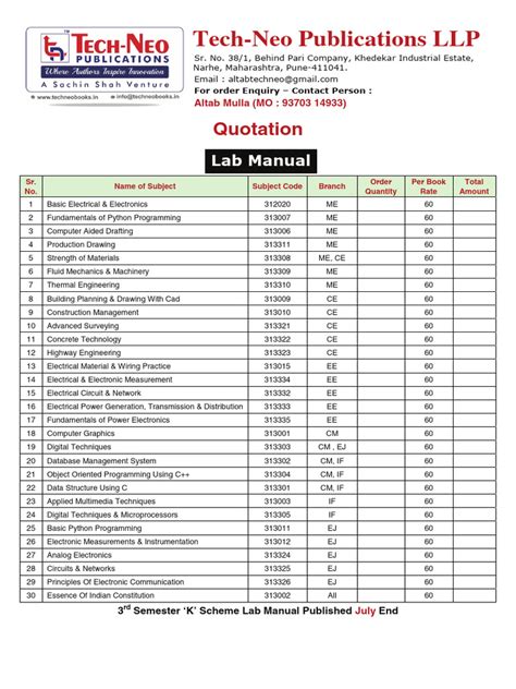 Msbte Semester 3 K Scheme Lab Manual Quotation Pdf