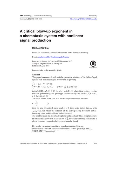 A Critical Blow Up Exponent In A Chemotaxis System With Nonlinear Signal Production