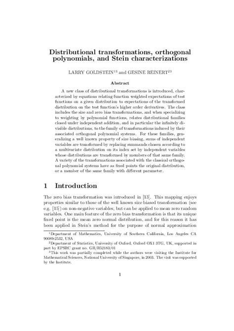 pdf distributional transformations orthogonal polynomials and stein
