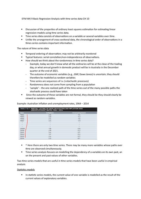 Efm Wk 9 Basic Regression Analysis With Time Series Data Ch 10 Time