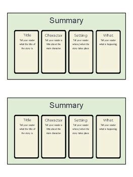 Summary Graphic Organizer By Malee Miller TPT
