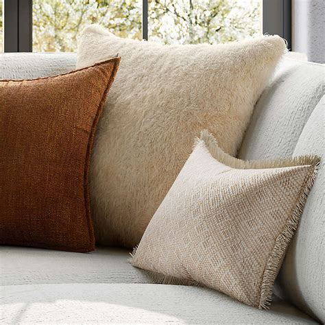 Ginger Beige Faux Fur 23x23 Throw Pillow With Down Alternative Insert
