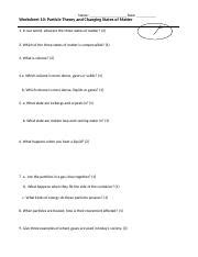 Worksheet Particle Theory Doc Name Date Worksheet Particle Theory And Changing