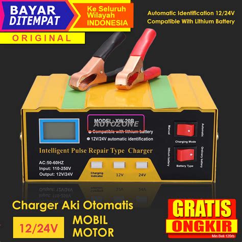 Charger Aki Motor Dan Mobil Cas Aki 12 24 Volt Lead Acid Battery Charger Aki Kering Dan Basah