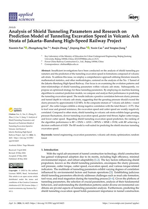 Pdf Analysis Of Shield Tunneling Parameters And Research On Prediction Model Of Tunneling