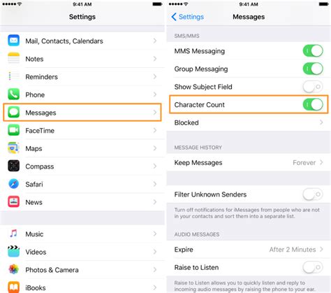 Iphone 101 Enabling The Character Counter For Sms Messages On Iphone