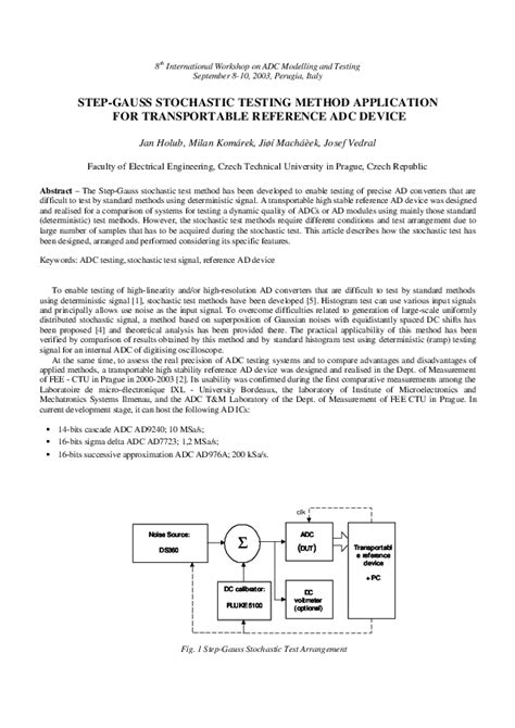 Pdf Step Gauss Stochastic Testing Method Application For