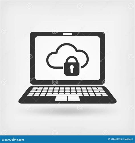 Cloud Computer Storage With Lock Stock Vector Illustration Of Cyber Computer