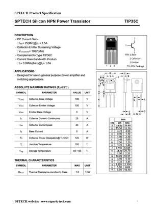 TIP35C Datasheet And Replacement Transistor Equivalent Finder Cross Reference AllTransistors Com