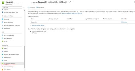 Cant Set Diagnostic Settings On Function App Using Azure Portal