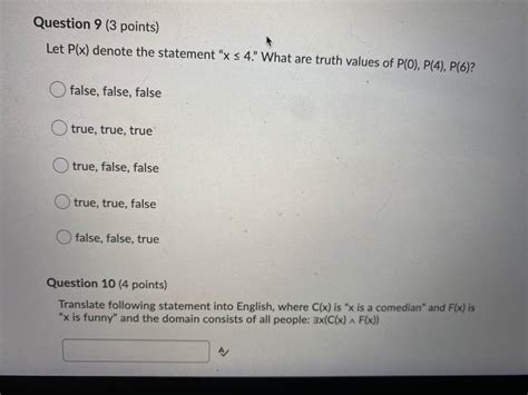solved question 9 3 points let p x denote the statement