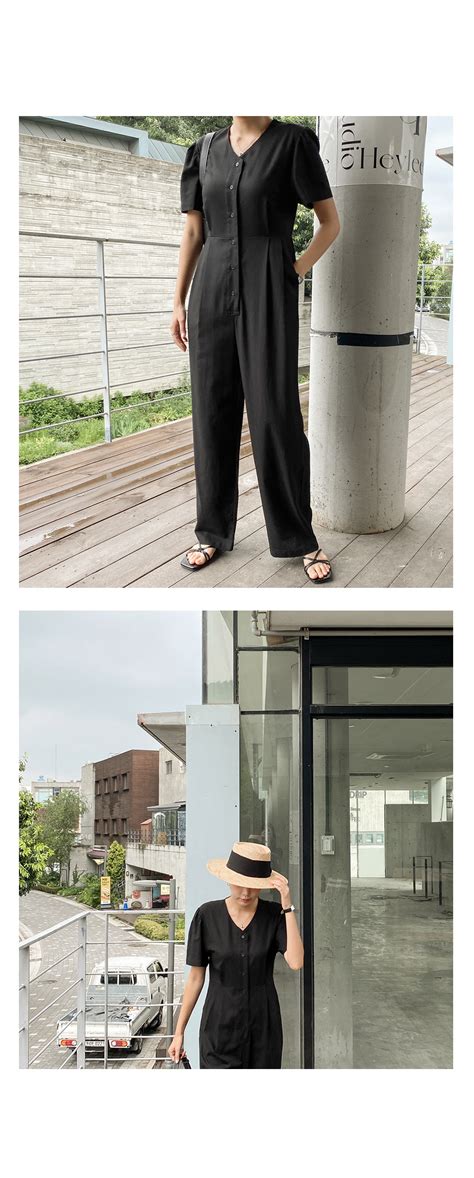 린넨브이넥와이드점프수트