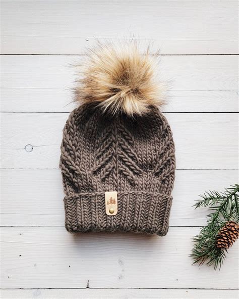 KNITTING PATTERN Into The Pines Hat Pine Tree Hat Knit Hat Pattern Bulky Knit Hat