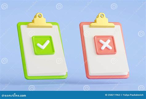 3d render accepted denied documents on clipboard stock illustration