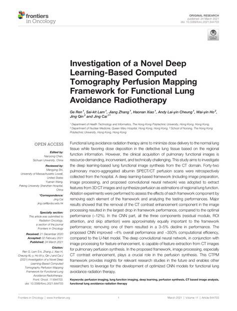 Pdf Investigation Of A Novel Deep Learning Based Computed Tomography Perfusion Mapping