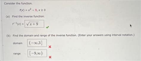 solved consider the function f x x2−9 x≥0 a find the