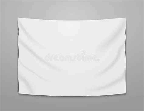 White Textile Banner With Folds Fabric Empty Horizontal Blank Poster