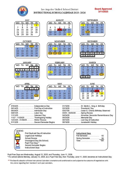 Lausd 2025 To 2026 Calendar Printable