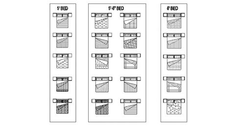 Dynamic Double Beds 2d Top View Elevation Blocks Drawing Details Dwg File