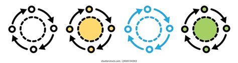 Factory Workflow Optimization Icons Depicting Sequential Stock Vector