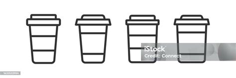 커피 아이콘의 종이컵 테이크 아웃 카페 간판 뜨거운 라떼 카푸치노 차 기호 플라스틱 머그잔 기호 아침 아이콘에서 음료 에너지를 마신다 블랙 색상 벡터 격리 기호입니다 검은