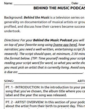 Behind The Music Podcast Script Writing By Looney S Bin Of Teaching Tools