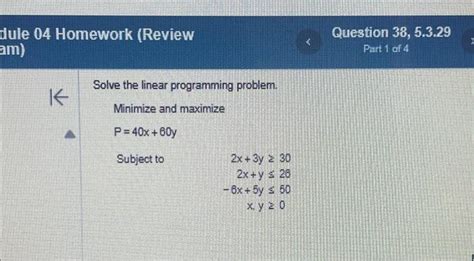 Solved Dule 04 Homework Review Am K Solve The Linear