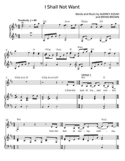 I Shall Not Want Audrey Assad Sheet Music With Chords For Piano