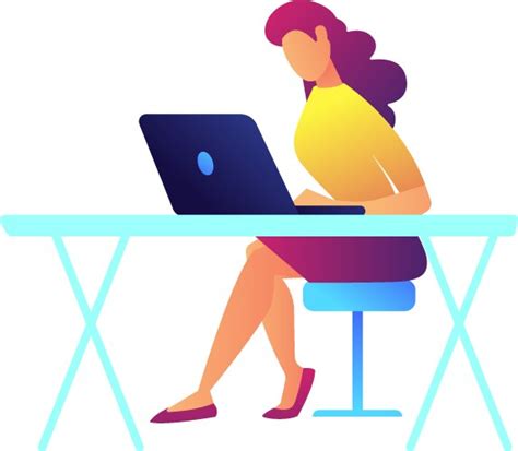 Woman Working On Laptop At Warehouse Royalty Free Vector