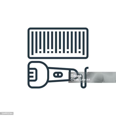산업 공정 개념에서 바코드 아이콘 벡터 바코드 편집 가능한 스트로크의 얇은 선 그림입니다 웹 및 모바일 앱 로고 인쇄 미디어에 사용할 수 있는 선형 기호 가격에 대한 스톡