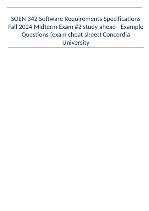 Soen 342 Software Requirements Specifications Fall 2024 Midterm Exam 2