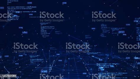 Cybersecurity Digital Information Technology Concept Polygon Binary Code Connected On Dark Blue