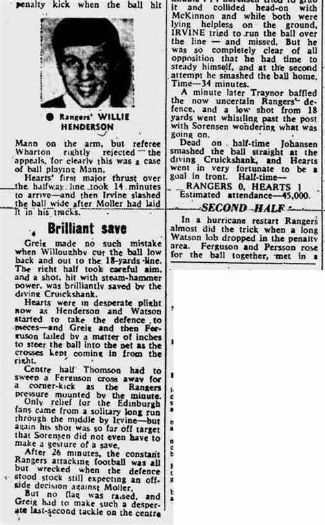 Rangers V Hearts 9 March 1968 The Rangers Archives