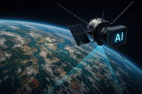 Artificial Intelligence Satellite Scanning Earth Ai Powered Space