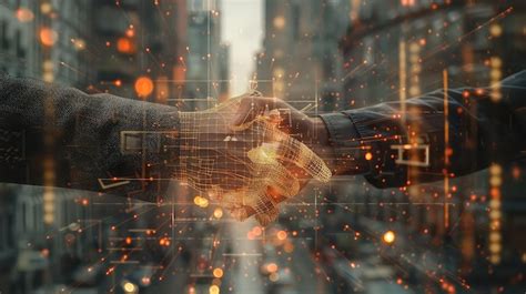Business Handshake With Digital Interface Overlay Premium Ai Generated Image