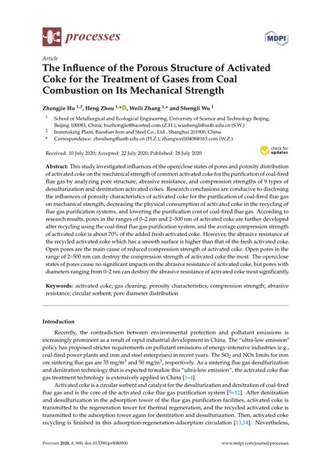 Pdf The Influence Of The Porous Structure Of Activated Coke For The