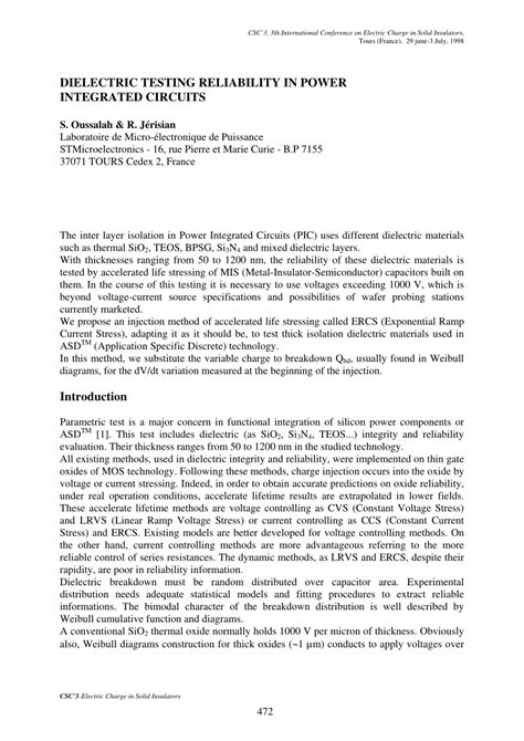 Pdf Dielectric Testing Reliability In Power Integrated Circuits