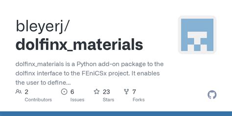 Github Bleyerjdolfinxmaterials Dolfinxmaterials Is A Python Add