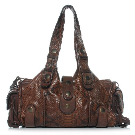 Chloe Python Silverado Shoulder Bag Brown 41953 Fashionphile