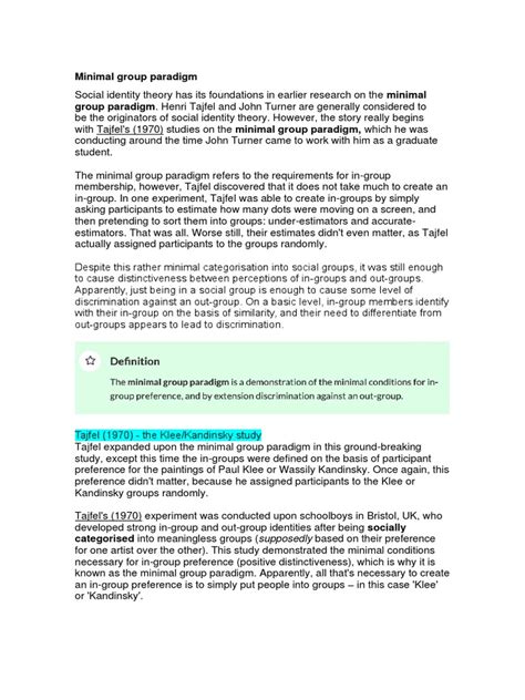 Minimal Group Paradigm Pdf Prejudices Cognition Minimal Group Paradigm Pdf Prejudices Cognition