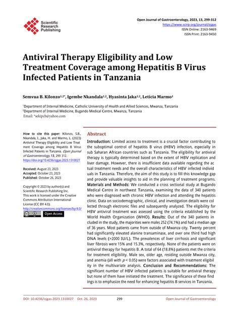 Pdf Antiviral Therapy Eligibility And Low Treatment Coverage Among
