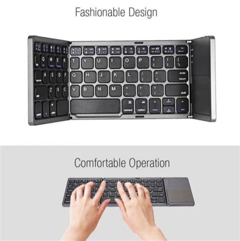 Foldable Wireless Keyboard Bluetooth Keyboard Touchpad Trackpad Lipat Lazada Indonesia