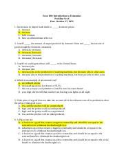 Problem Set 6 AK Docx Econ 100 Introduction To Economics Problem Set 6 Due October 27 2021 1