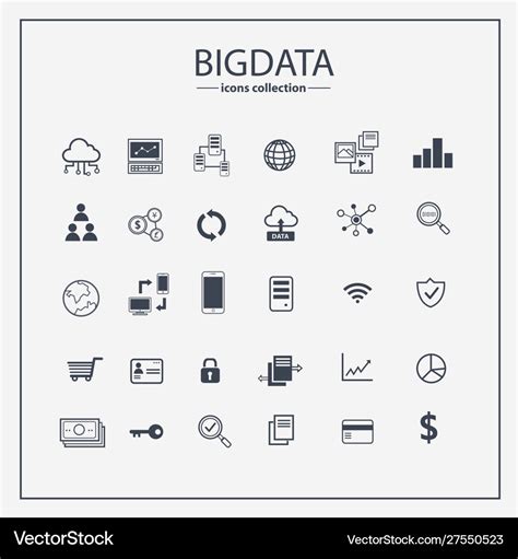 Big Data Icon Set Analytic Mining Royalty Free Vector Image