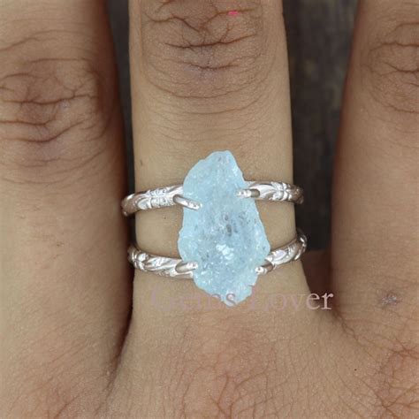 Raw Aquamarine Ring Etsy